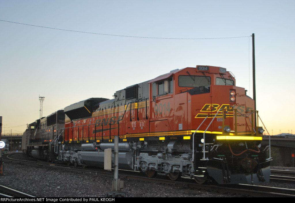 BNSF 9014 on Her Very First Revenue Run Heads southbound Loaded Coal Train as a Rear DPU Unit.